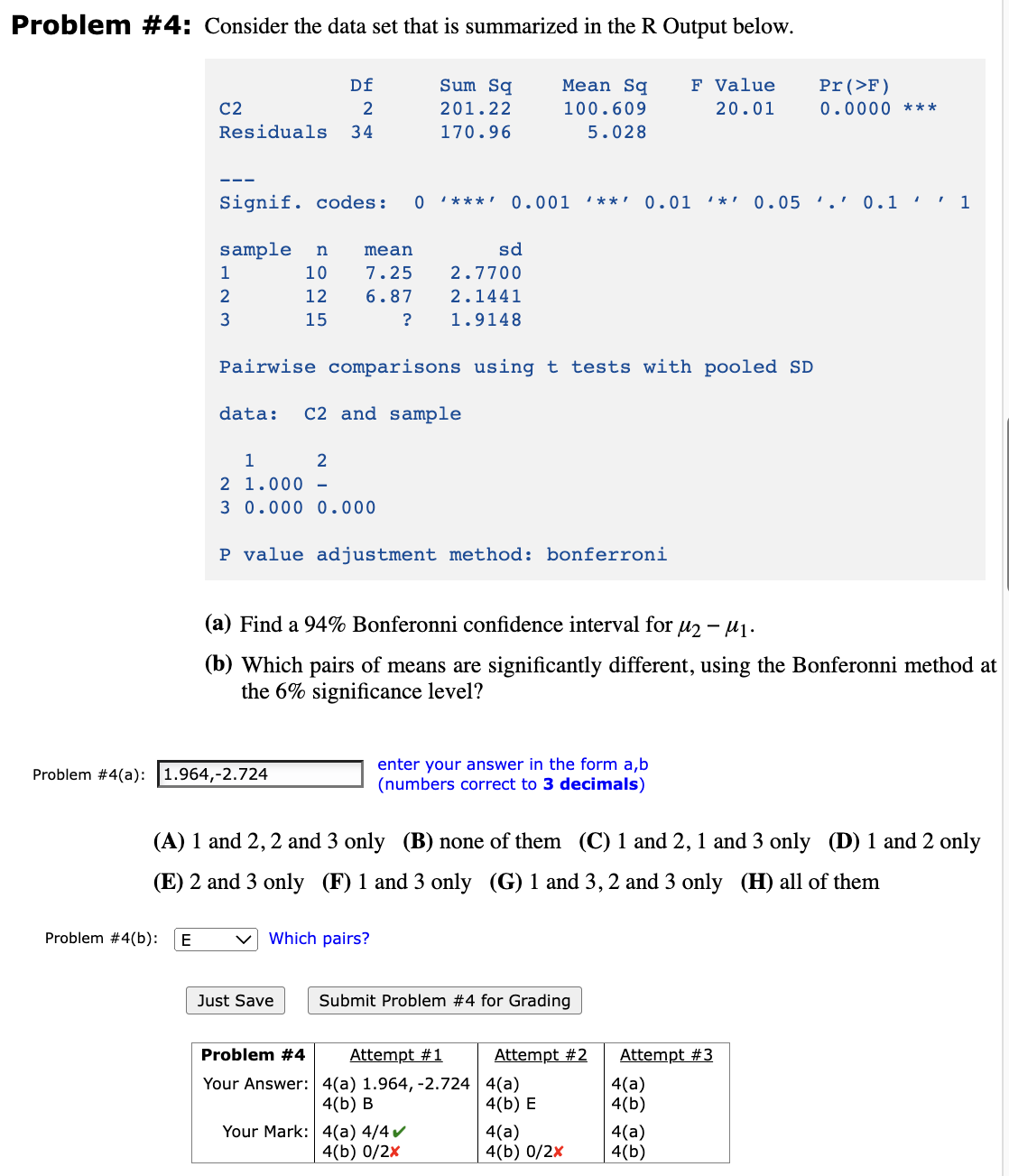 Solved Problem \#4: Consider the data set that is summarized | Chegg.com