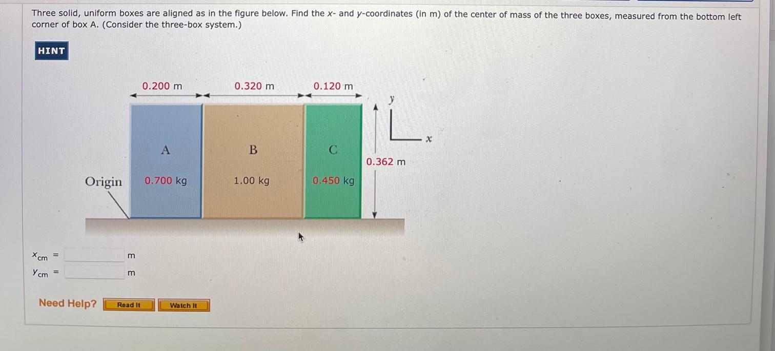 Solved Three solid, uniform boxes are aligned as in the | Chegg.com