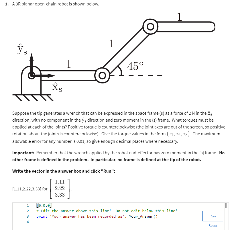 Solved A 3R planar open-chain robot is shown below. Suppose | Chegg.com
