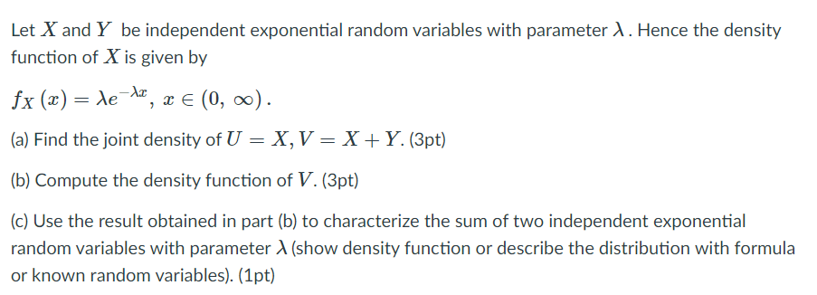 Solved Let X and Y be independent exponential random | Chegg.com