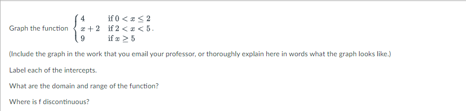 Solved Graph the function ⎩⎨⎧4x+29 if 0 | Chegg.com