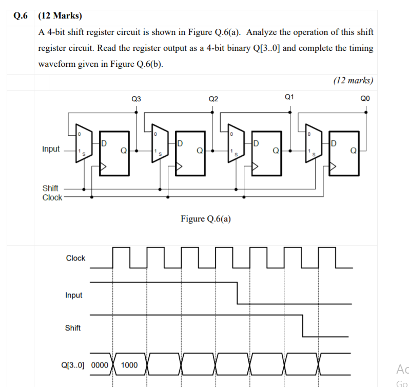 Solved Q.6 (12 Marks) A 4-bit shift register circuit is | Chegg.com