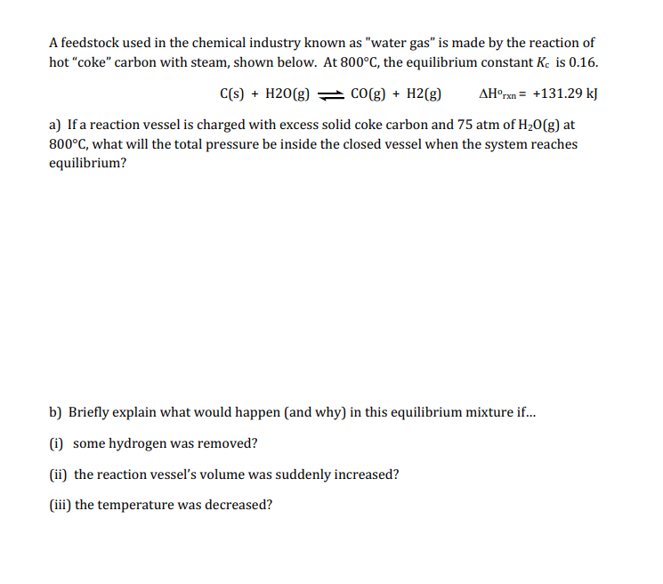 Solved A feedstock used in the chemical industry known as | Chegg.com