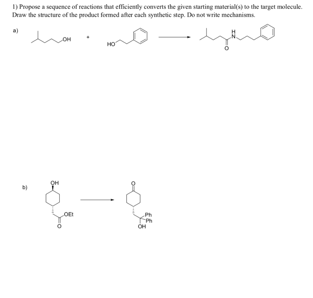 Solved 1) Propose a sequence of reactions that efficiently | Chegg.com