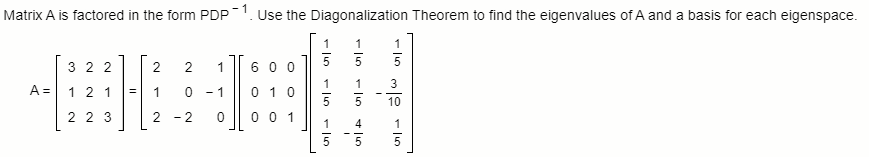 Solved Matrix A Is Factored In The Form Pdp 1 Use The