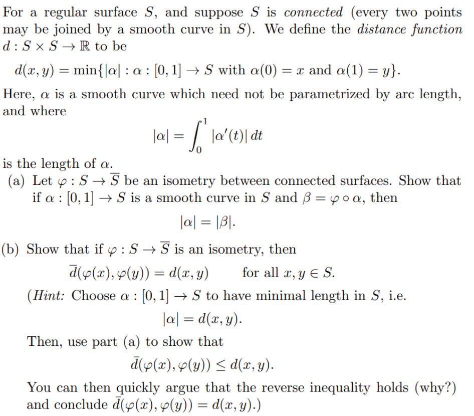 Solved For a regular surface S, ﻿and suppose S ﻿is connected | Chegg.com