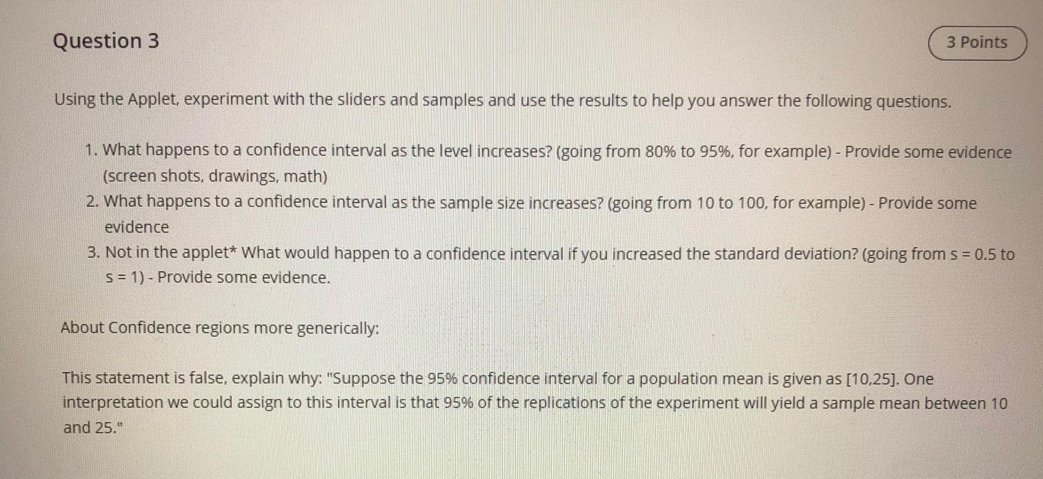 Using the Applet, experiment with the sliders and | Chegg.com