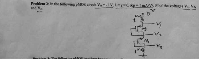 Solved In the following pMOS circuit V_tp = -1 V, lambda = | Chegg.com