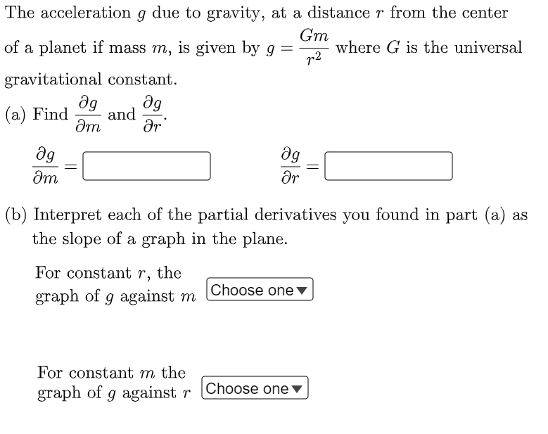 Solved p2 The acceleration g due to gravity, at a distance r | Chegg.com