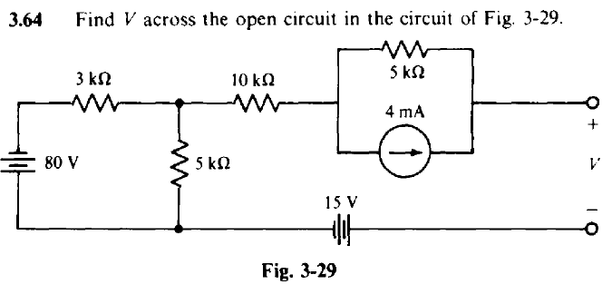 Solved 3.64 Find V across the open circuit in the circuit of | Chegg.com