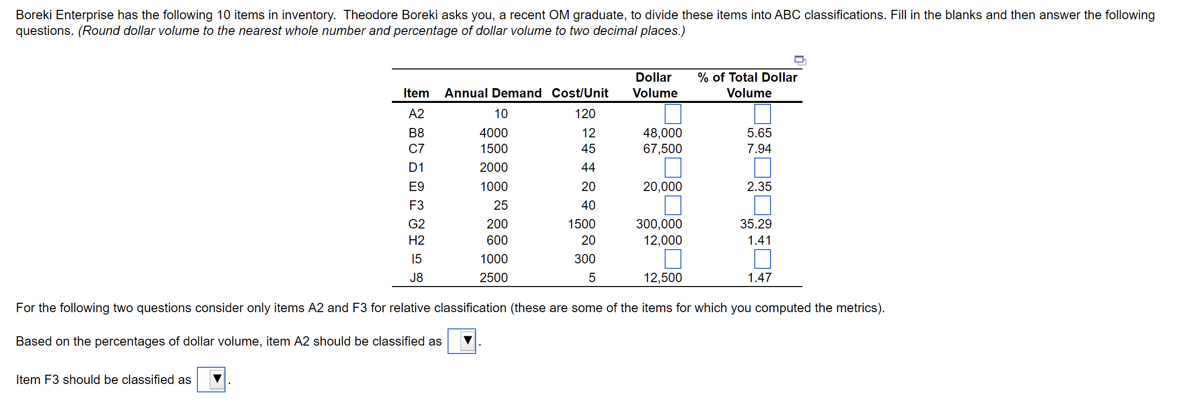Solved For the following two questions consider only items | Chegg.com