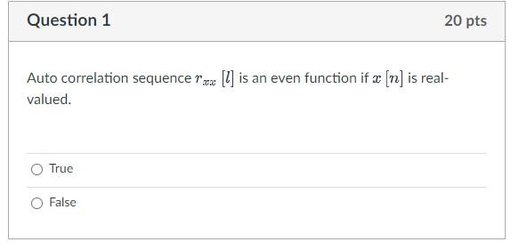 Solved Question 1 20 pts 2030 Auto correlation sequence Tax | Chegg.com
