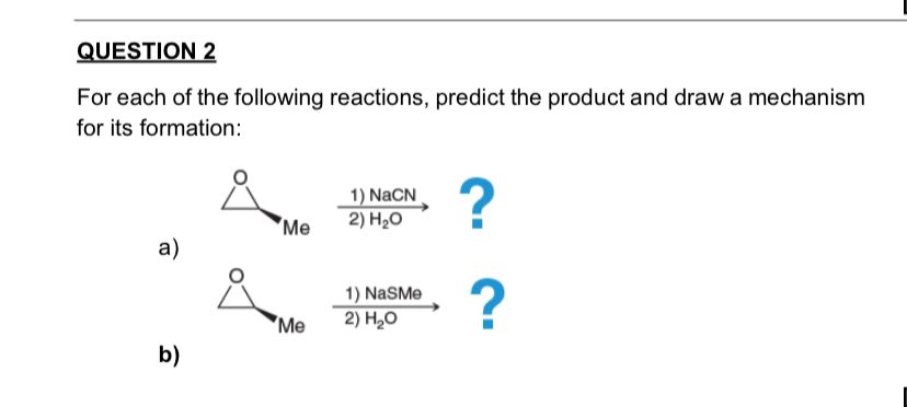 Solved QUESTION 2For each of the following reactions, | Chegg.com