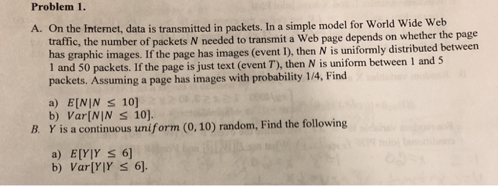 Solved Problem 1 A. On the Internet, data is transmitted in | Chegg.com