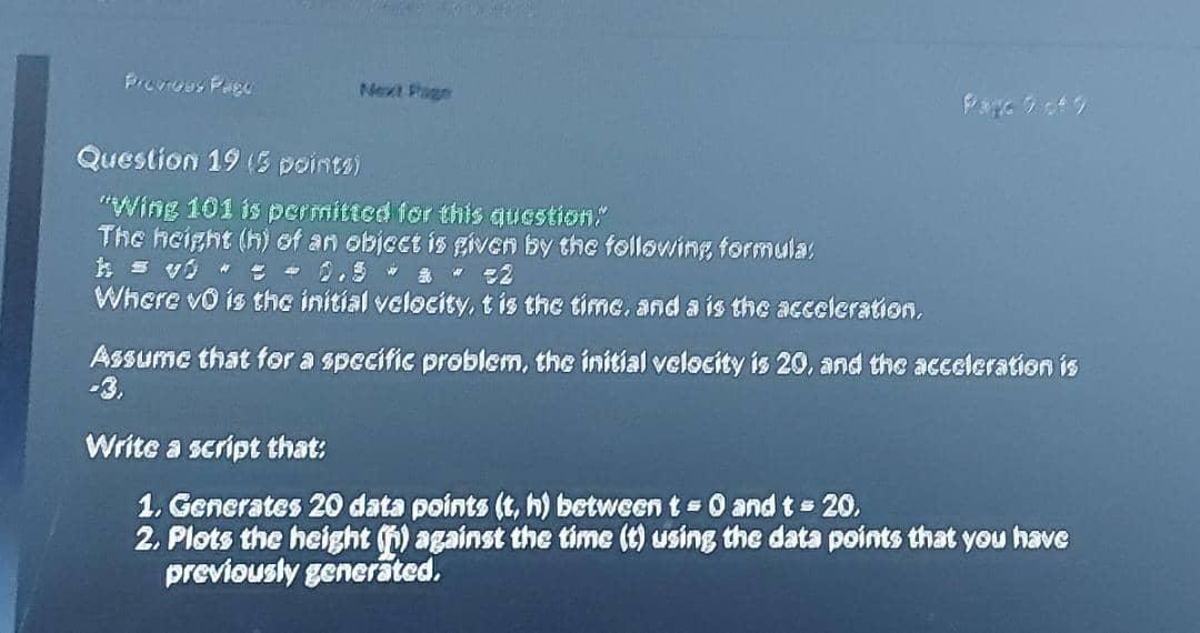 Solved POVUSS P.EU Question 19 (points) "Wing 101 is | Chegg.com