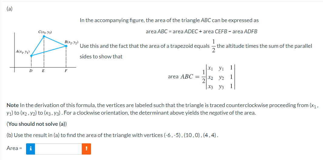 Solved (a) In the accompanying figure, the area of the | Chegg.com