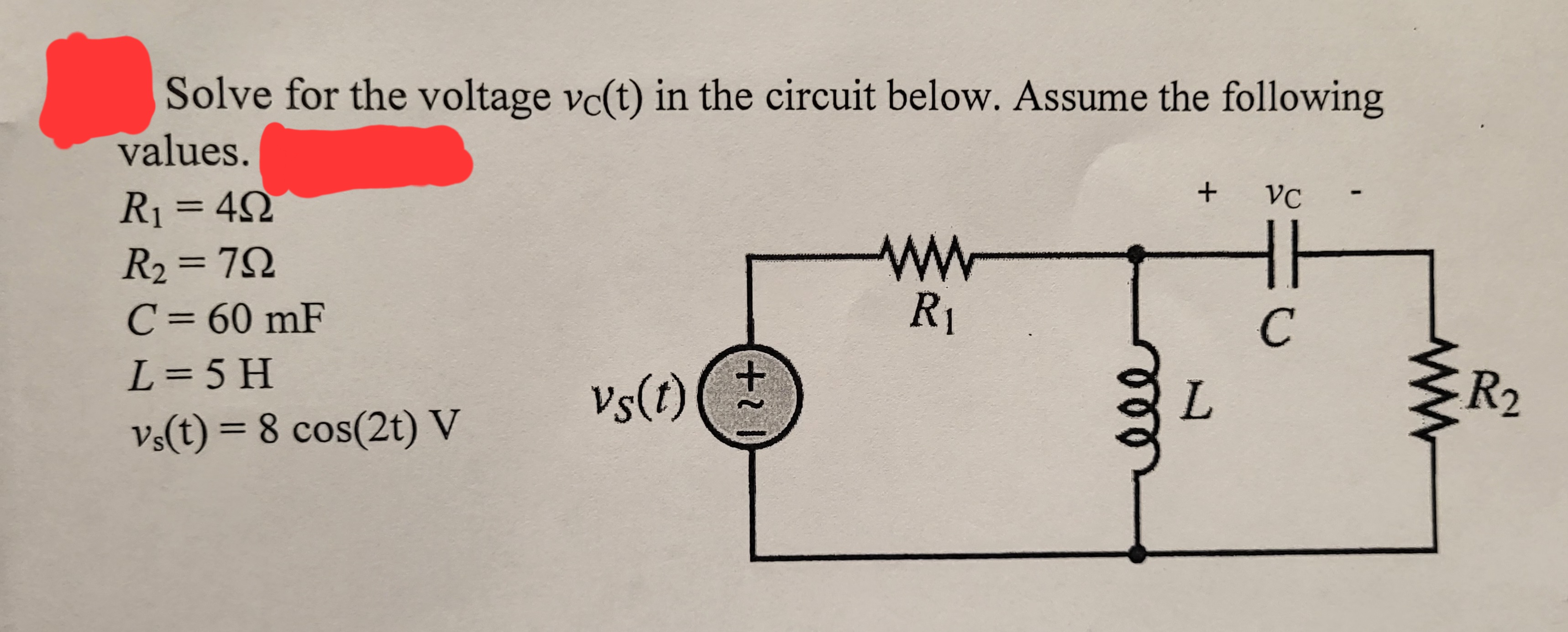 Solved Step by step pleaseSolve for the voltage vC(t) ﻿in | Chegg.com