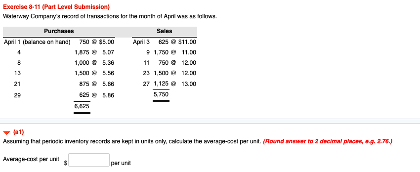 Solved Exercise 8-11 (Part Level Submission) Waterway | Chegg.com