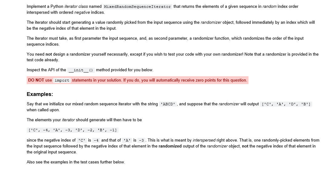 Solved Implement a Python iterator class named | Chegg.com