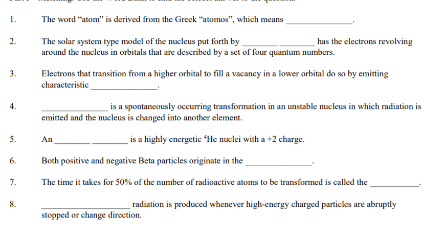 Solved 1. The word "atom” is derived from the Greek | Chegg.com