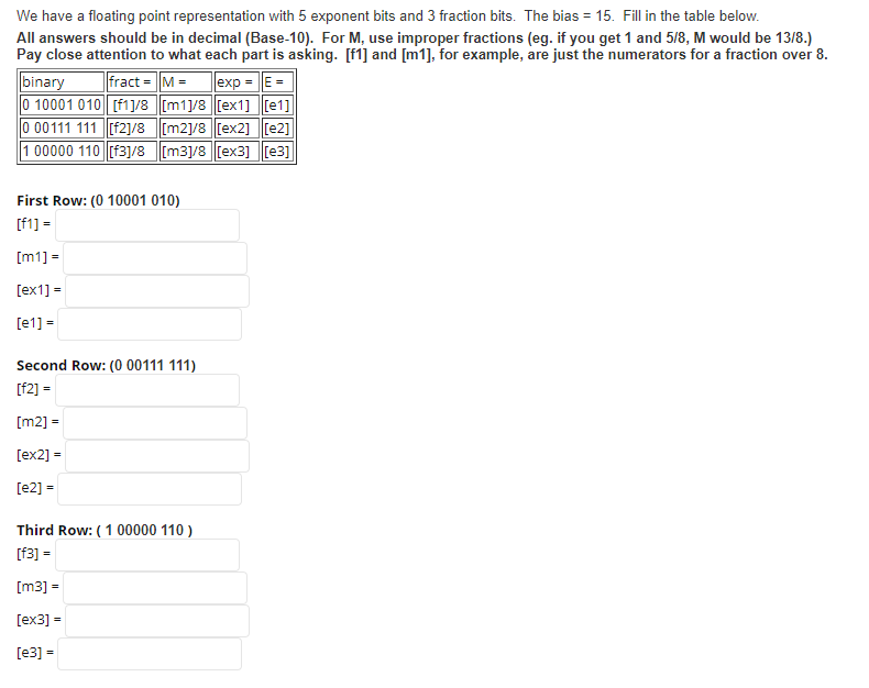 Solved We have a floating point representation with 5 | Chegg.com
