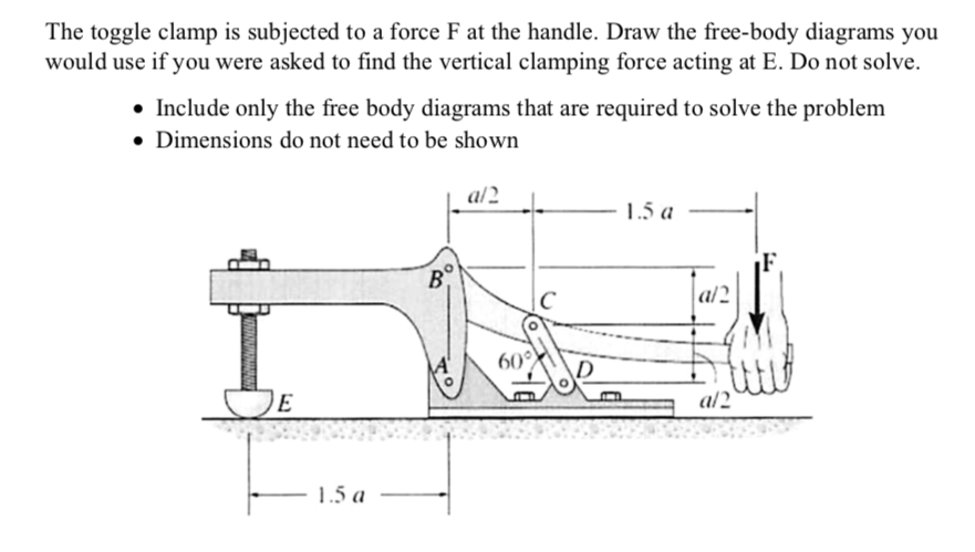 Solved The toggle clamp is subjected to a force F at the | Chegg.com