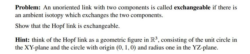 Problem: An unoriented link with two components is | Chegg.com