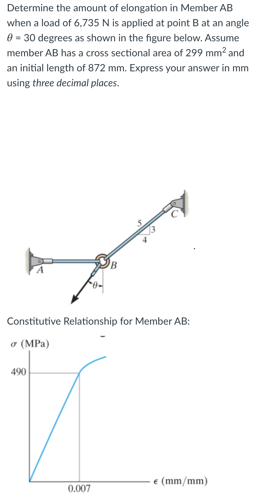 Solved Determine the amount of elongation in Member AB when | Chegg.com