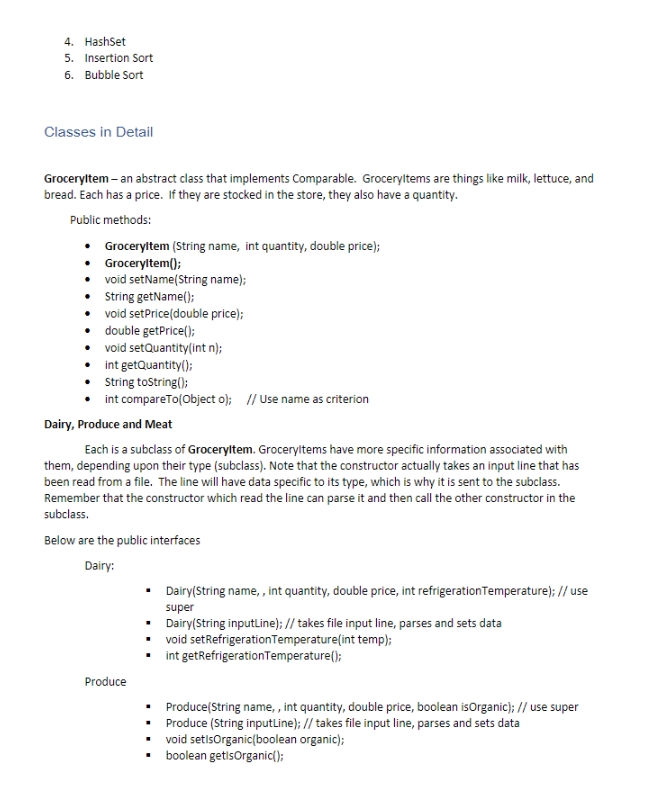 Solved You will write a system to manage a grocery store. | Chegg.com