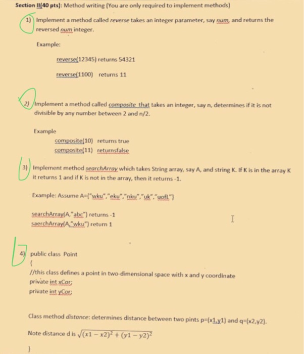 Solved Section 1140 pts): Method writing (You are only | Chegg.com