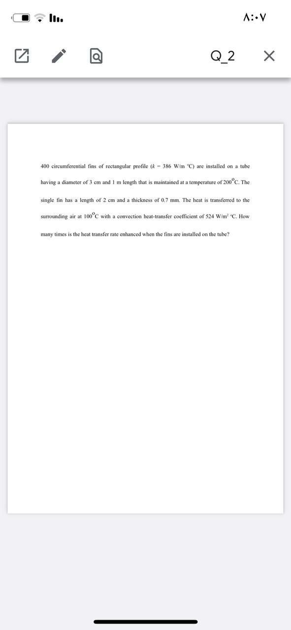 Solved A: V Q_2 Х 400 circumferential fins of rectangular | Chegg.com