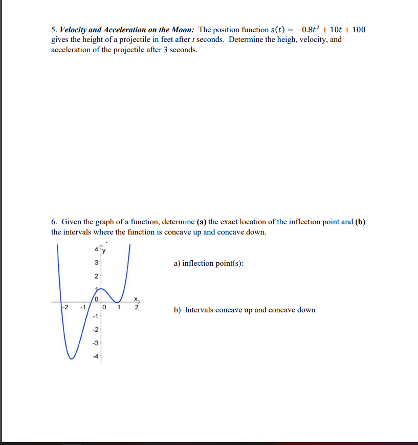 Solved 5. Velocity and Acceleration on the Moon: The | Chegg.com