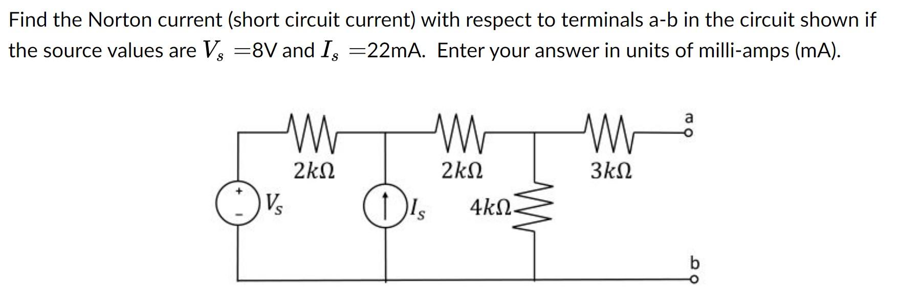 Solved Find the Norton current (short circuit current) with | Chegg.com
