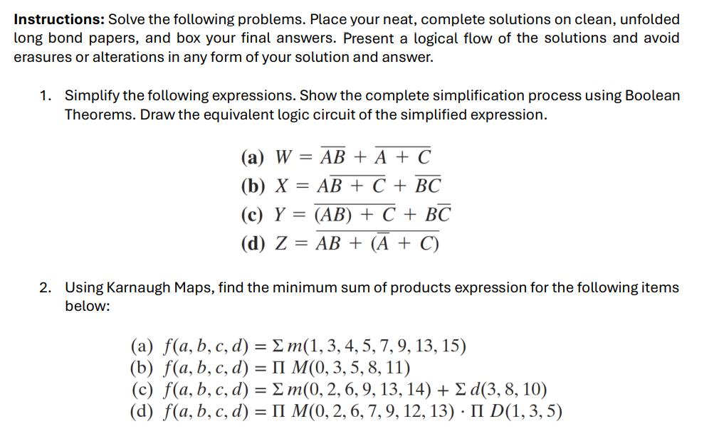 Solved Instructions: Solve the following problems. Place | Chegg.com
