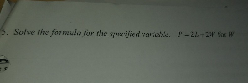 Solved 5. Solve the formula for the specified variable. | Chegg.com