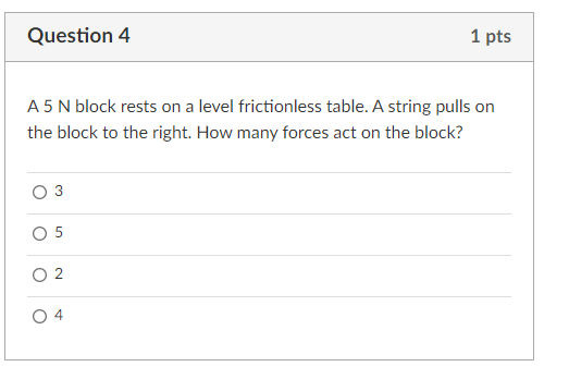 Solved Question 4 1 pts A5 N block rests on a level | Chegg.com