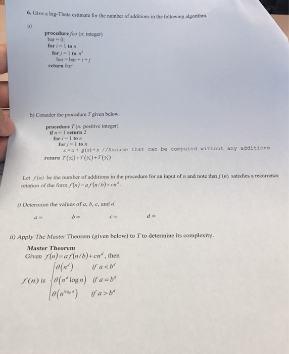 Solved Give a big-Theta estimate for the number of additions | Chegg ...