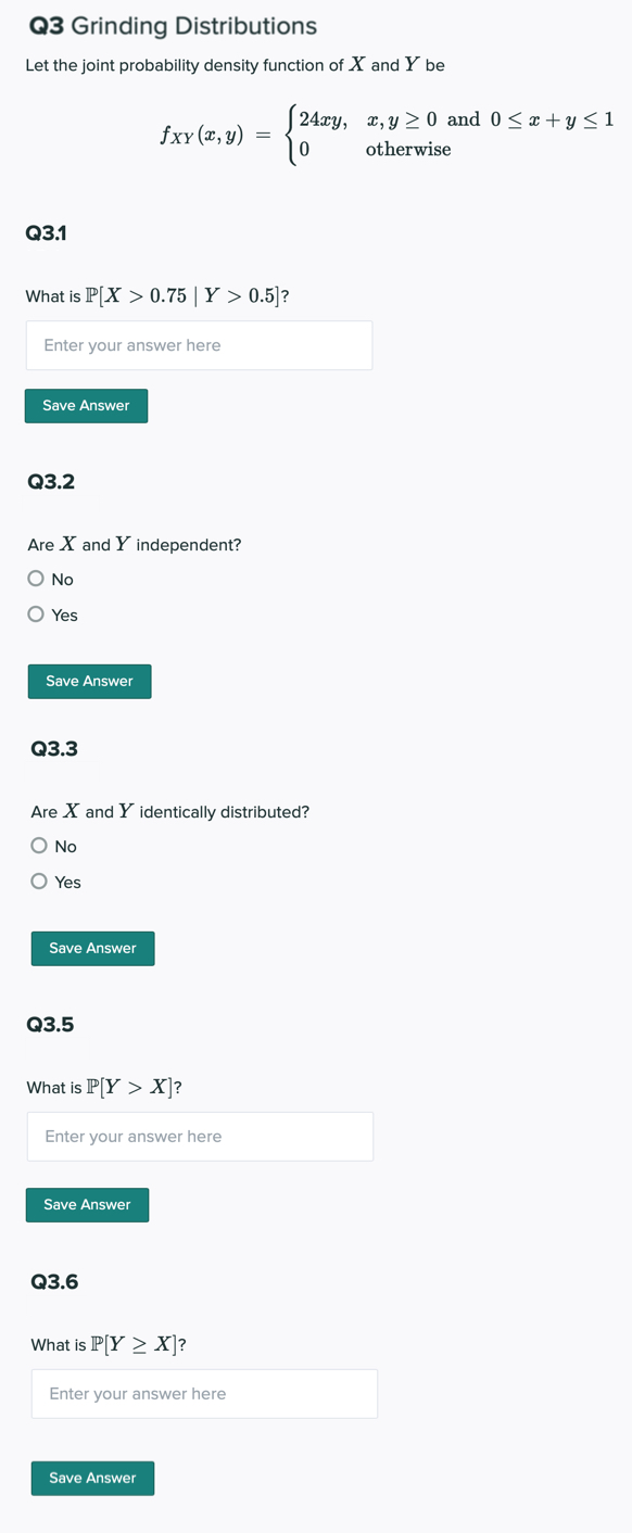 Solved Q3 Grinding Distributions Let the joint probability | Chegg.com