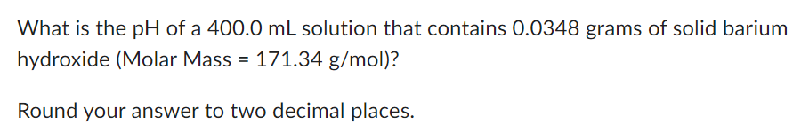 Solved What is the pH of a 400.0 mL solution that contains | Chegg.com