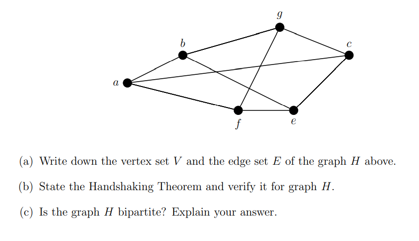 Solved 9 b с a f e (a) Write down the vertex set V and the | Chegg.com