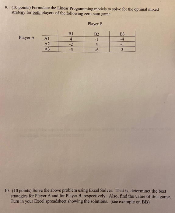 Solved 9. (10 points) Formulate the Linear Programming | Chegg.com