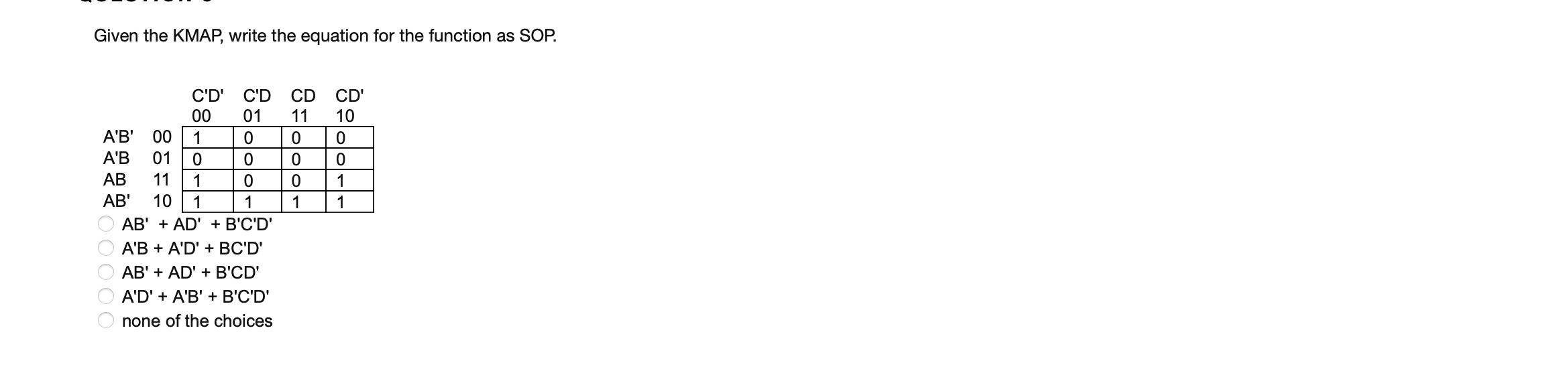 Solved Given the KMAP, write the equation for the function | Chegg.com