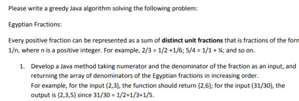 Solved Please write a greedy Java algorithm solving the | Chegg.com