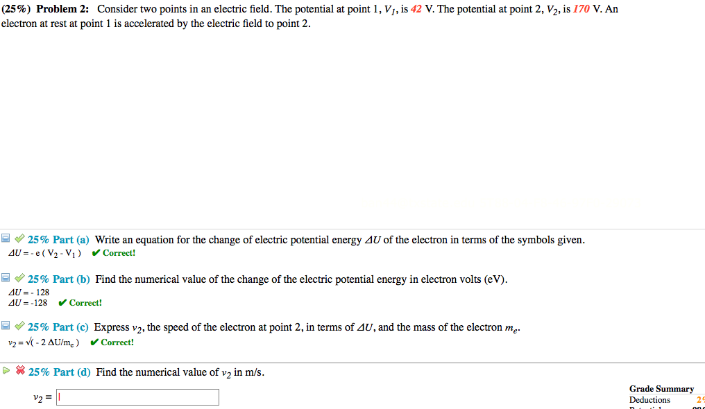 Solved (25%) Problem 2: Consider two points in an electric | Chegg.com