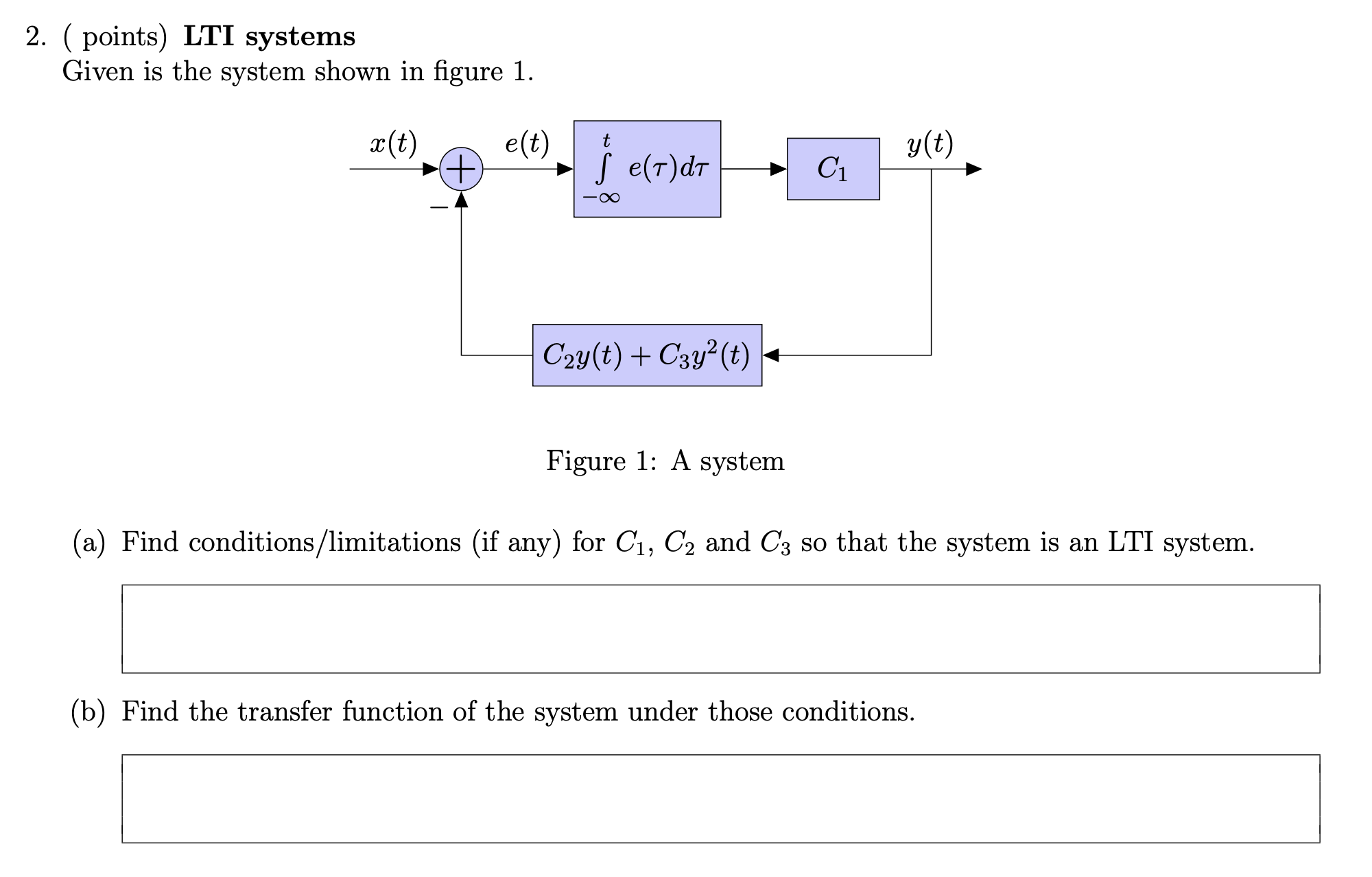 Solved 2. ( points) LTI systems Given is the system shown in | Chegg.com