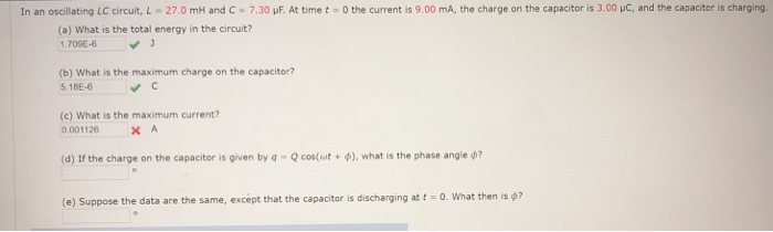 Solved In an oscillating LC circuit, L = 27.0 mH and C . | Chegg.com