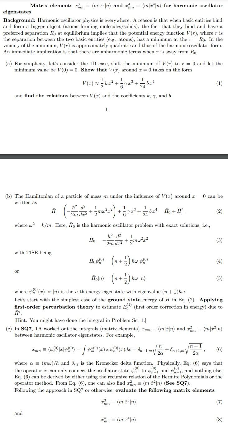 Solved Matrix elements in = (min) and in = (m24|n) for | Chegg.com