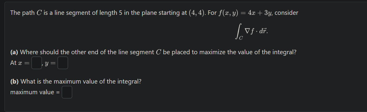 Solved The path C is a line segment of length 5 in the plane | Chegg.com