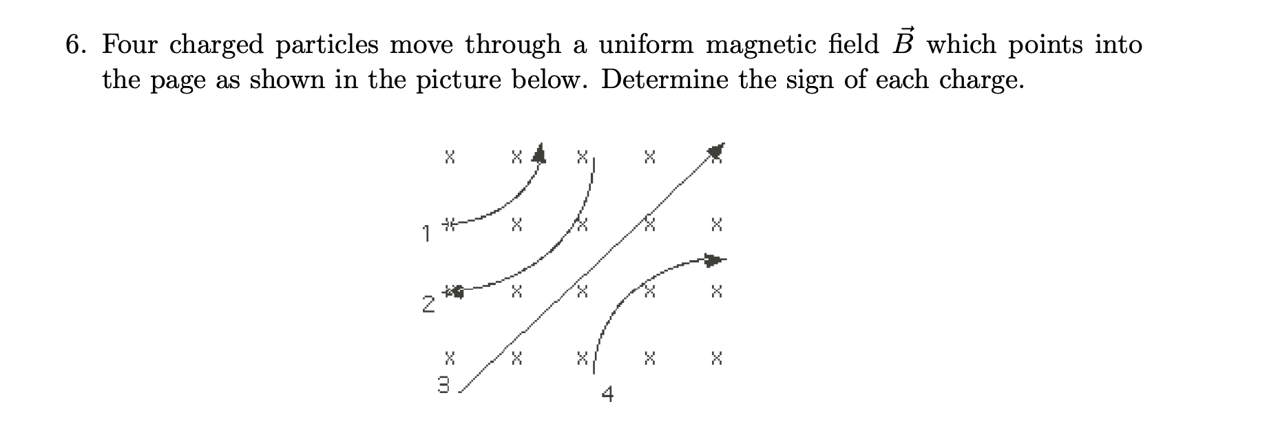 Solved 6. Four charged particles move through a uniform | Chegg.com