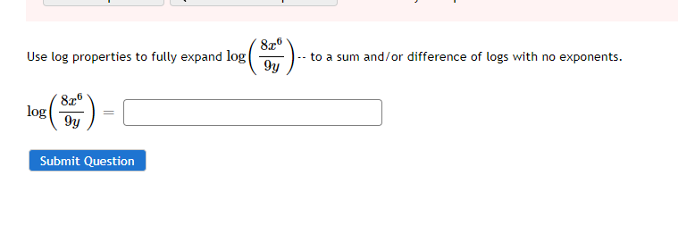 Solved Use log properties to fully expand log 8.00 gy to a | Chegg.com